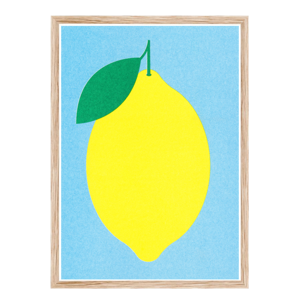 Artprint Poster Zitrone | Risograph Art Print Lemon - slanted